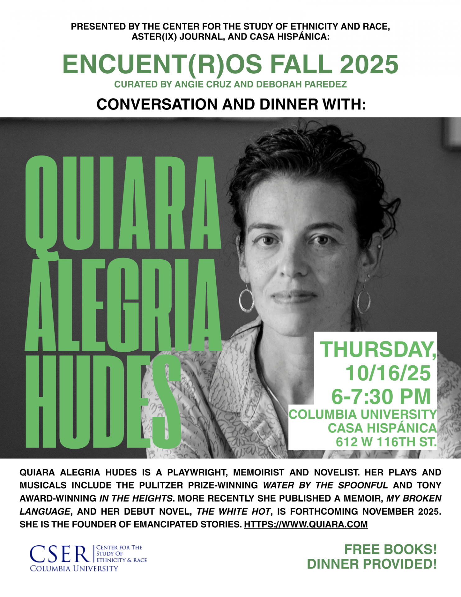 ENCUENT(R)OS Fall 2025: Conversation and Dinner with Quiara Alegría ...